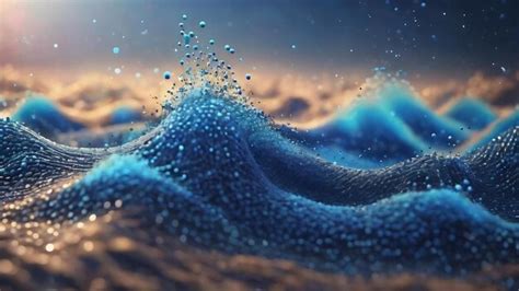Premium Photo Abstract Blue Wave Of Dots And Flying Particles Information Cyberspace