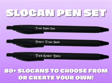 Lgbt Slogan Pen Set X3 Choose Your Own Slogan And Designs Etsy