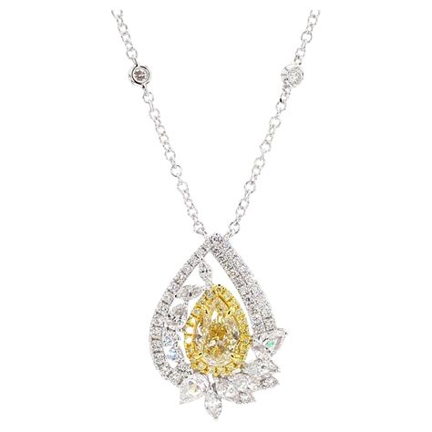 Gia Certified Natural Yellow Pear Diamond 3 16 Carat Tw Gold Drop