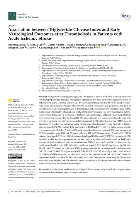 Pdf Association Between Triglyceride Glucose Index And Early