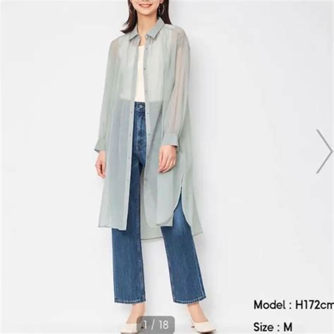 Gu ジーユー シアーシャツワンピース ブルー S 完売品 メルカリ