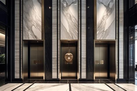 Premium Ai Image Lobby Interior With Two Elevators Generative Ai