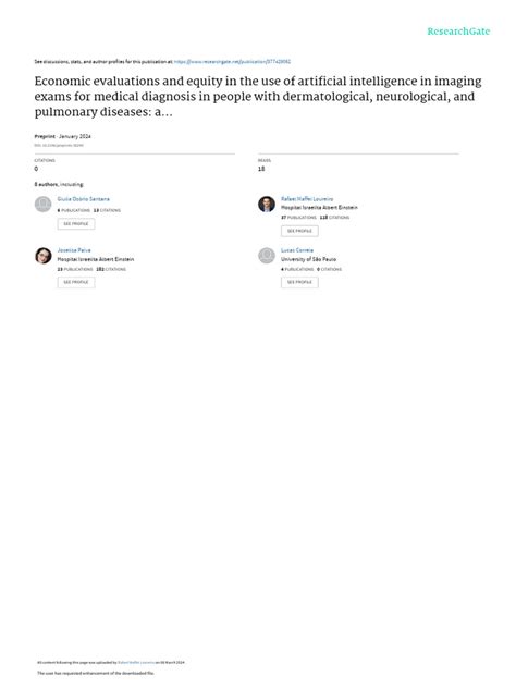 Economic Evaluations And Equity In The Use Of Artificial Intelligence