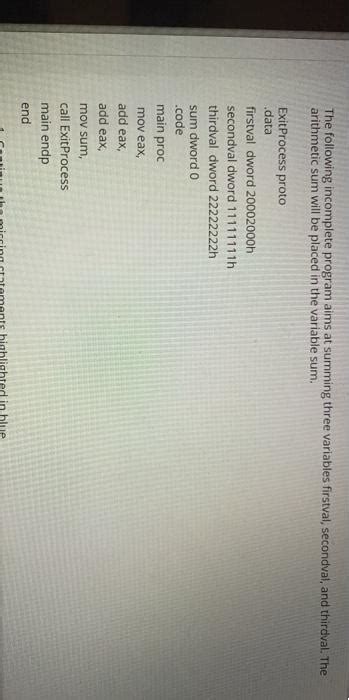 Solved The Following Incomplete Program Aims At Summing