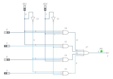 4 Input 1 Bit Multiplexer Multisim Live