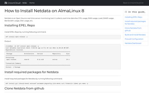 Crowncloud Wiki How To Install Netdata On Almalinux 8