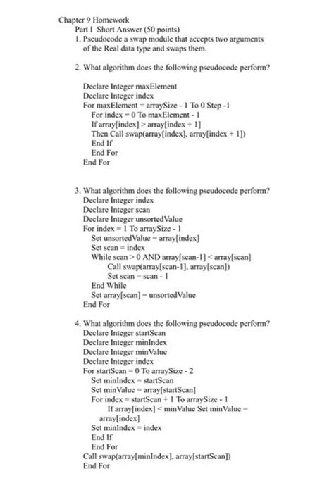 Solved 2 What Algorithm Does The Following Pseudocode