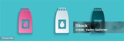 파란색 배경에 분리된 모터 기계 오일 아이콘용 종이 절단 용기 오일 갤런 오일 교환 서비스 및 수리 종이 아트 스타일 벡터 3차원 형태에 대한 스톡 벡터 아트 및 기타