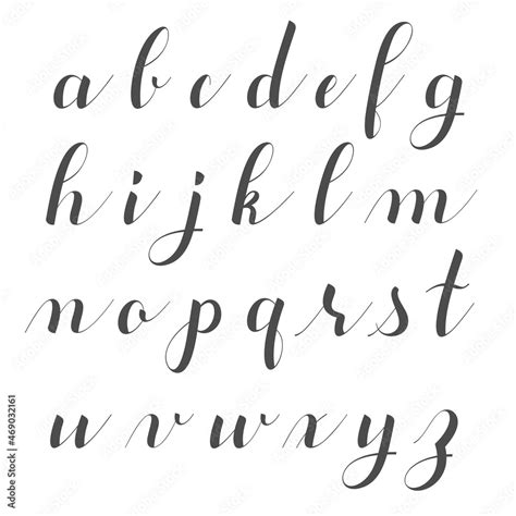 Calligraphy Alphabet Handwritten Font Manuscript Abc English Lowercase Letters Clean Lines