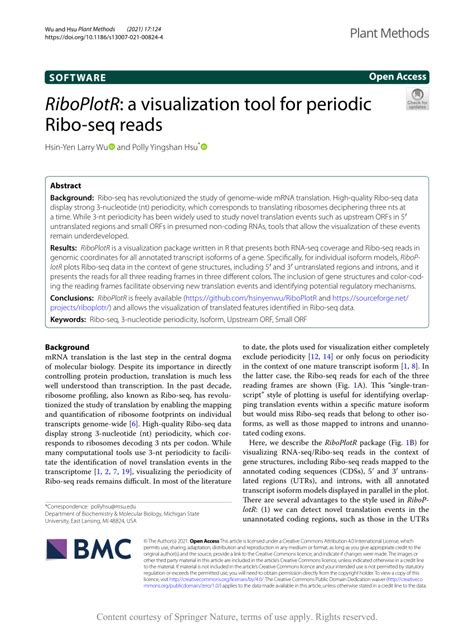 Pdf Riboplotr A Visualization Tool For Periodic Ribo Seq Reads