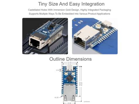 Waveshare Rp2040 Eth Mini Development Board Rp2040 Ethernet Port Module