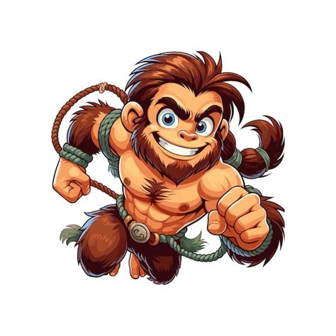 Premium Vector A Vector Mischievous Boy Tarzan Mowgli Vector Illustration