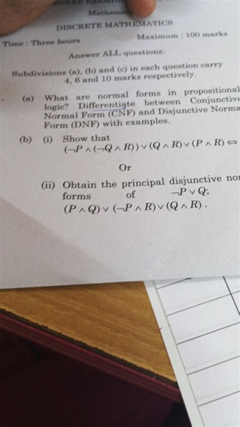 A What Are Normal Forms In Propositional Logic Differentiate Between C