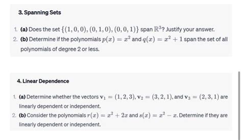 solved 3 spanning sets 1 a does the set