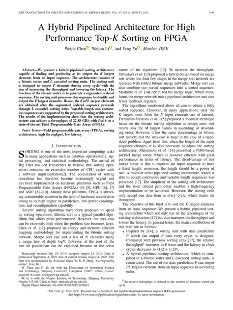 A Hybrid Pipelined Architecture For High Performance Top K Sorting On Fpga Pdf Field