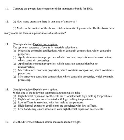 Solved II Compute The Percent Ionic Character Of The Chegg Com