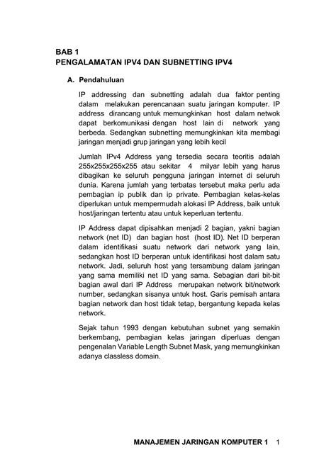 SOLUTION Modul 1 Manajemen Jaringan Komputer Ipv4 Dan Subnetting Studypool