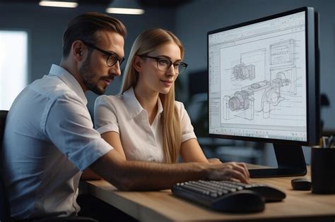 Engineer Working On Desktop Computer Screen Showing Cad Software With