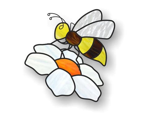 Stained Glass Bee With Flower Digital Pattern Pdf File Hobby License