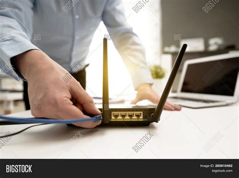 Man Connects Cable Image Photo Free Trial Bigstock