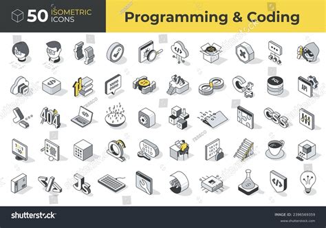 Programming Coding Set Isometric Icons Represents Stock Vector Royalty Free