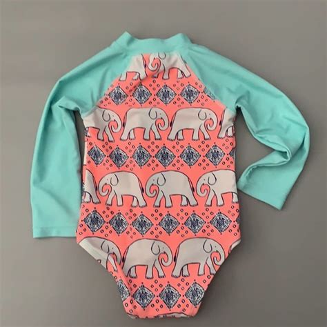 Floatimini Swim Floatimini Girls Elephant Print Zip Front Long