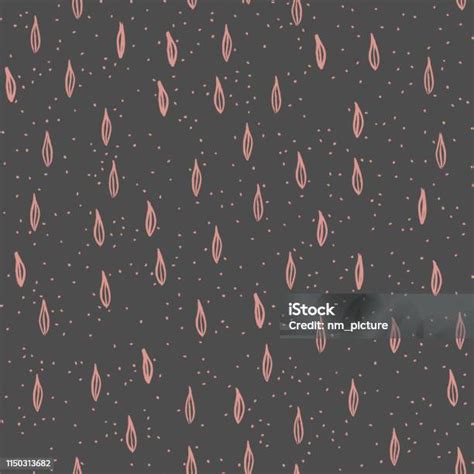 회색 배경에 옅은 분홍색 색상의 손으로 그린 나뭇잎과 완벽 한 패턴입니다 0명에 대한 스톡 벡터 아트 및 기타 이미지 0명 귀여운 낙서 드로잉 Istock