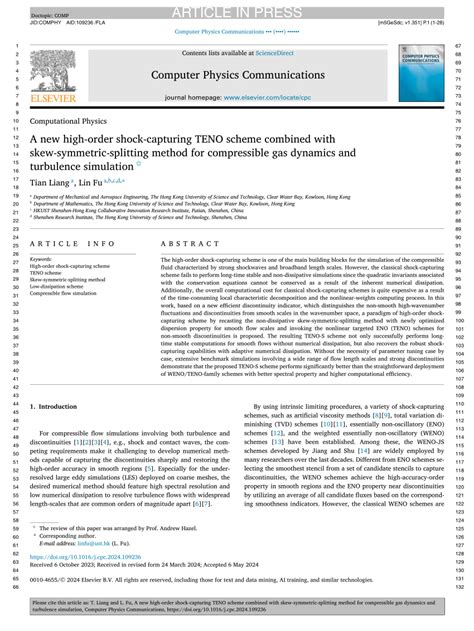Pdf A New High Order Shock Capturing Teno Scheme Combined With Skew Symmetric Splitting Method