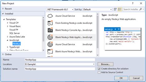 Node Js With Visual Studio