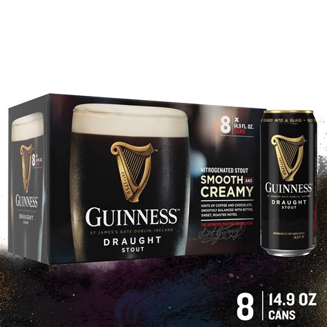 Guinness Draught Stout Import Beer 149 Fl Oz 8 Pack Cans 42 Abv