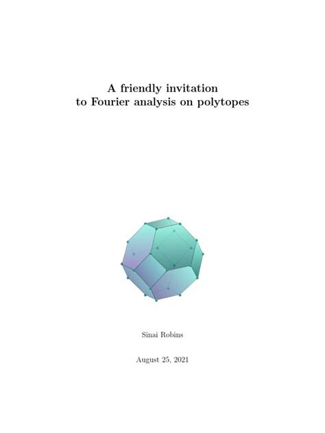 Fourier Analysis On Polytopes Pdf Integral Fourier Transform