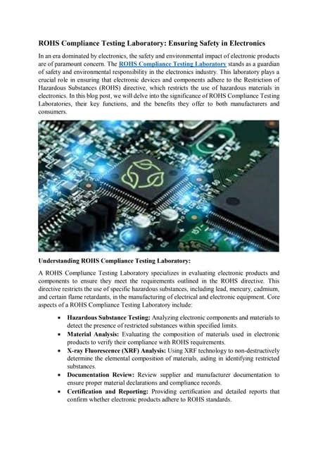 Rohs Compliance Testing Laboratory Ensuring Safety In Electronicspdf