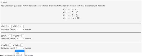 solved 1 point four functions are given below perform the