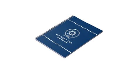 Captains Log Navy Blue White Nautical Boat Wheel Notebook Zazzle