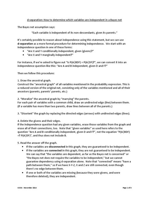 D Separation As A More Formal Procedure For Determining Independence