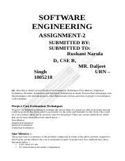 Se Assignment Pdf Docx Software Engineering Assignment Submitted By Submitted To Rushant