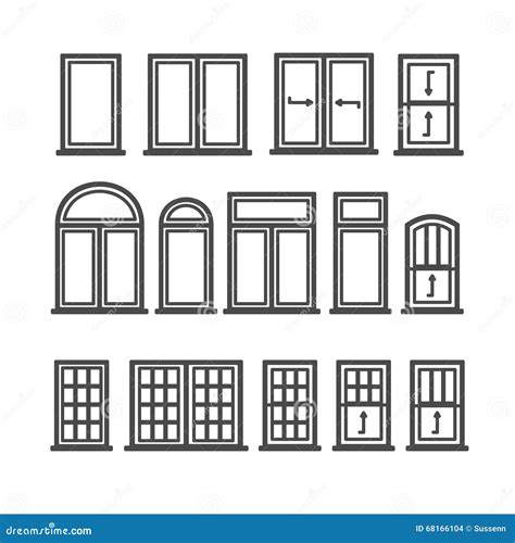 Window Icons Set Stock Vector Illustration Of Black