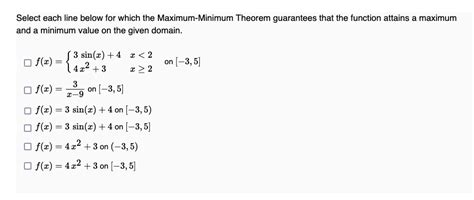 Solved Select Each Line Below For Which The Maximum Minimum