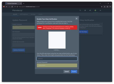 Activating 2fa With An Error · Pterodactyl Panel · Discussion 4703