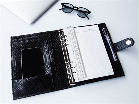 A5 Planner Binder Black Python Leather Etsy