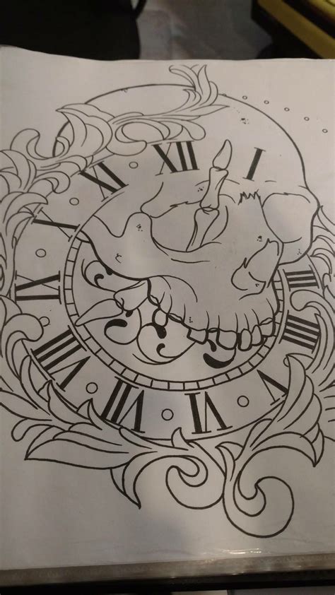 Clock With Roman Numerals Drawing