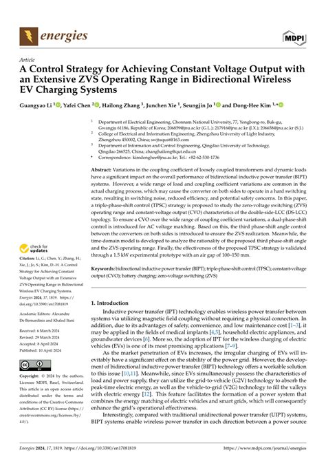 Pdf A Control Strategy For Achieving Constant Voltage Output With An Extensive Zvs Operating