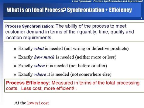Lean Operations Process Synchronization And Improvement Lean Operations