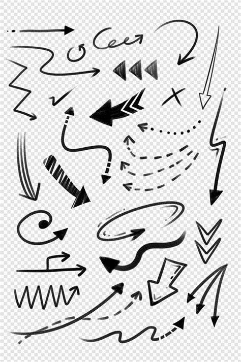 手绘黑色箭头方向素材免扣元素