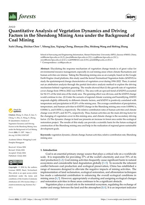 Pdf Quantitative Analysis Of Vegetation Dynamics And Driving Factors In The Shendong Mining