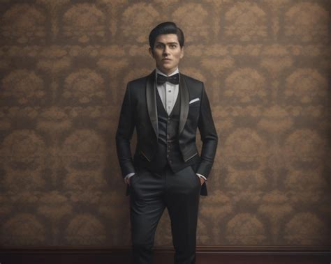 Premium AI Image A Man In A Tuxedo Poses For A Photo