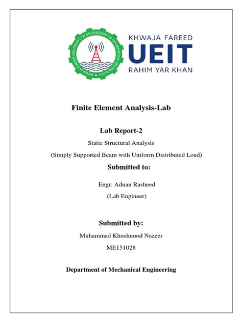 Finite Element Analysis Of A Simply Supported Beam With Uniformly