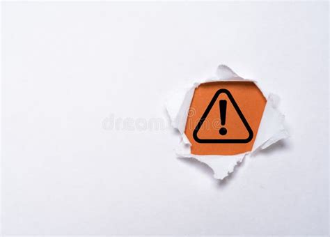 Triangle Caution Warning Sign On Red Background Inside F Punched Paper