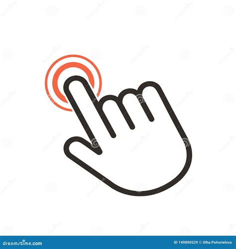 click here the button with the hand icon linear icon for web sites