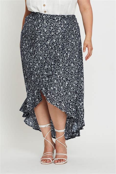 Plus Size Floral Print Maxi Skirt High Low You All Shop Online